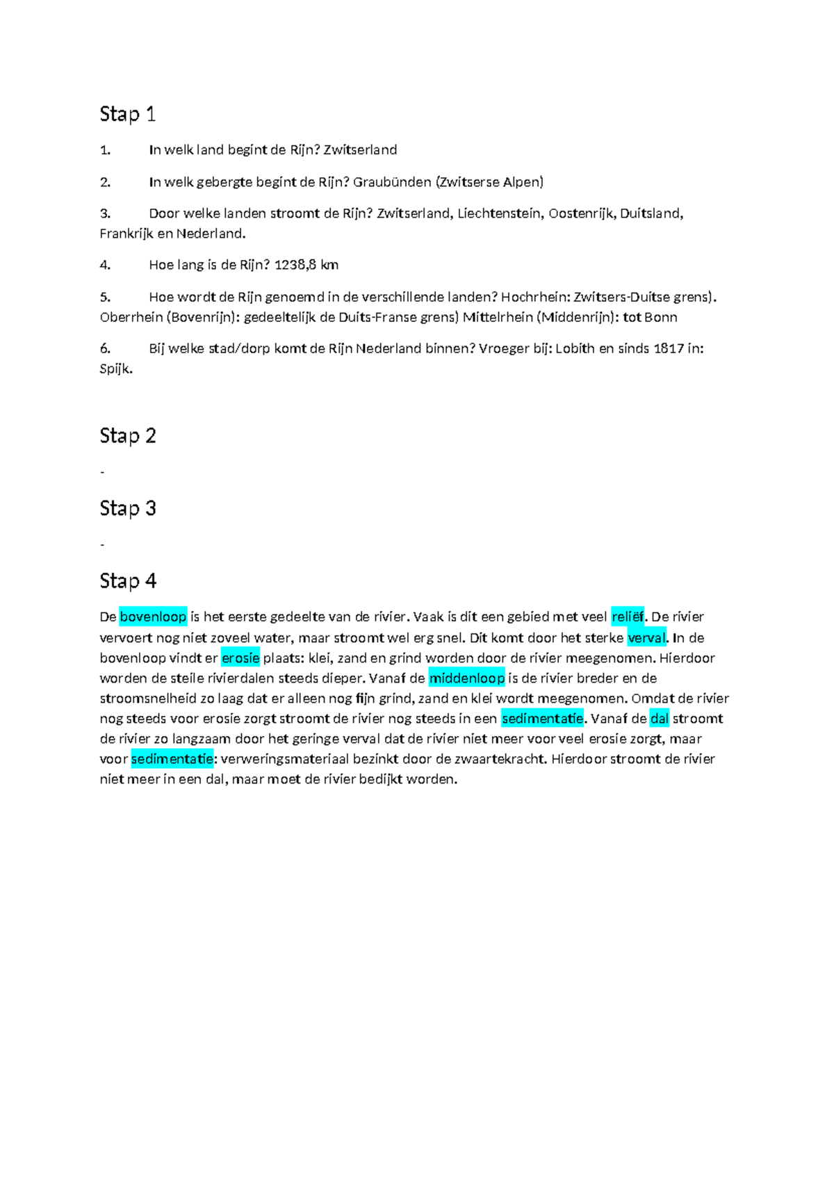 Rijnreis - Opdracht over de Bovenloop en Middenloop van de Rijn ...