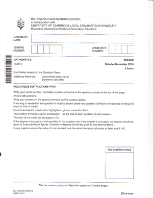 SDA Revision KIT - Past papers - 1 BOTSWANA EXAMINATIONS COUNCIL ...