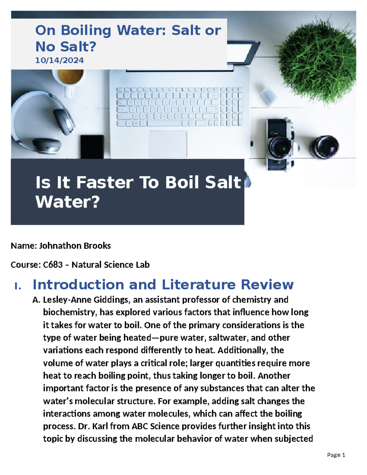 C683 - Natural Science Lab: Investigating Salt's Effect on Boiling Time ...