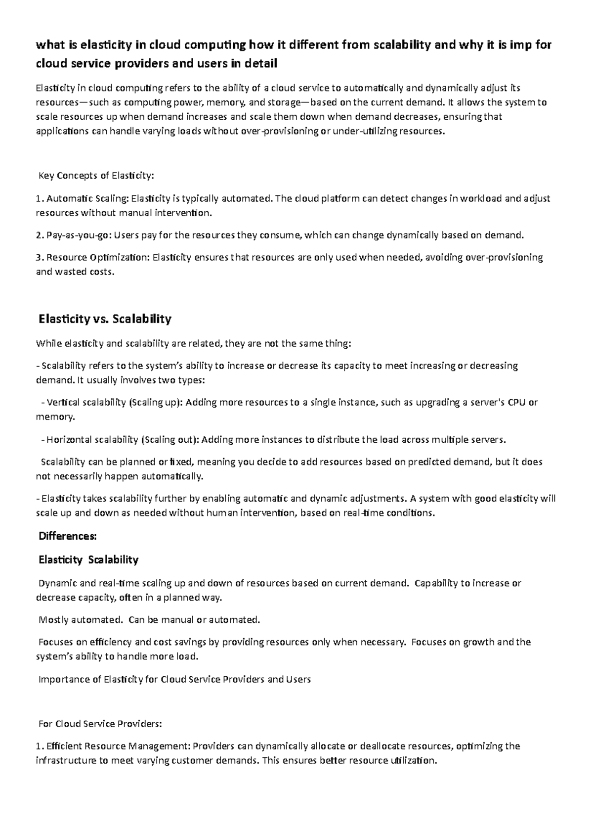 Important Extra Questions Cloud Computing 2025 KCS713 UNIT 1 - what is elasticity in cloud ...