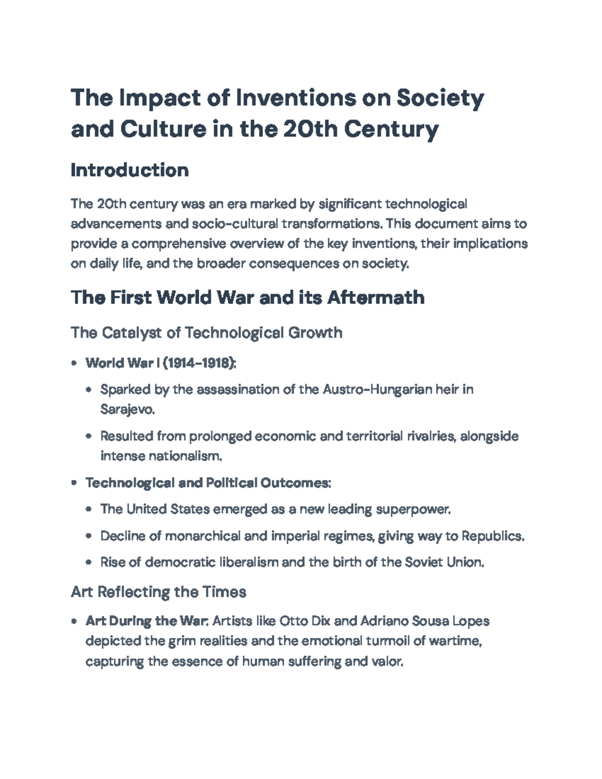 The Impact of 20th Century Inventions on Society and Culture - The ...