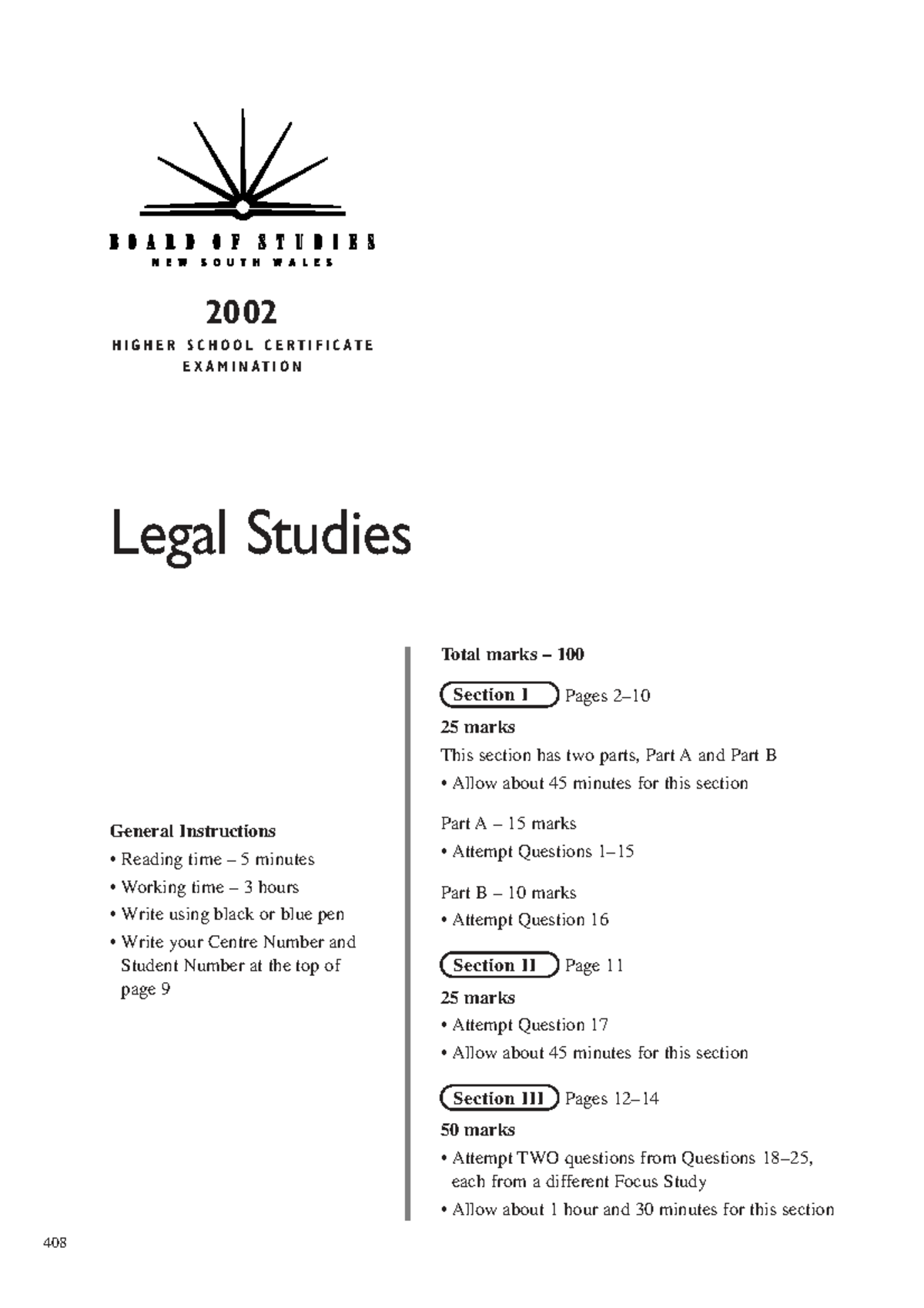 2002 HSC Legal Studies Exam Paper: Comprehensive Review - Studocu