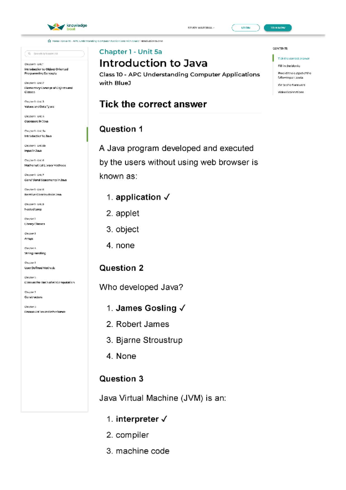 Chapter 1 - Unit 5a Java Basics & Solutions for APC ICSE Class 10 - Studocu