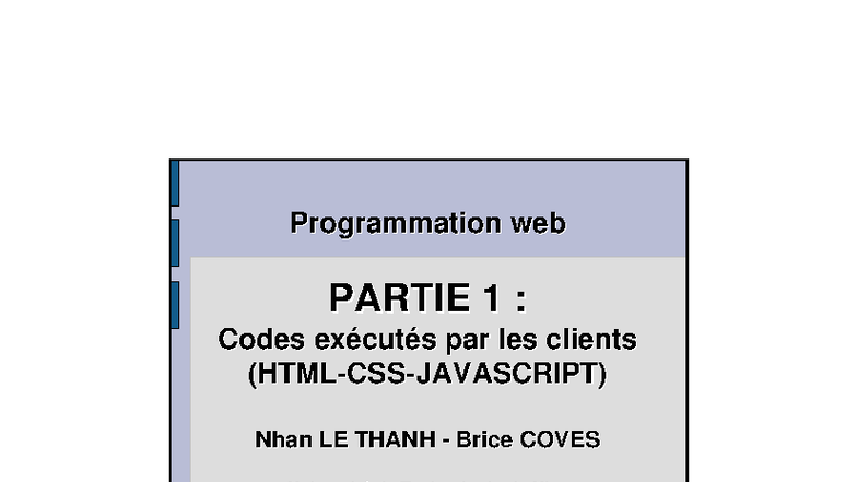 Programmation Web - Partie 1 : Codes Clients et Services HTTP - Studocu