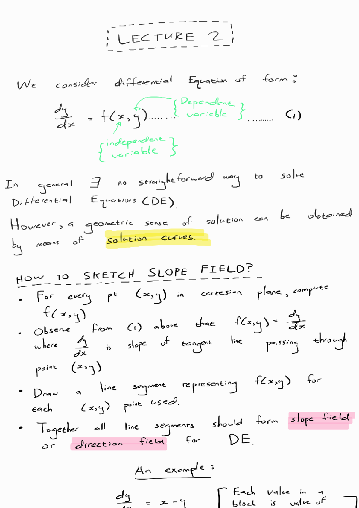Differential Equations Lecture 2: Understanding Slope Fields and ...