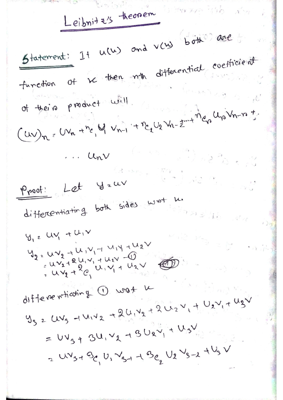 Successive Leibniz Theorem: Math Notes for Calculus (MATH 101) - Studocu