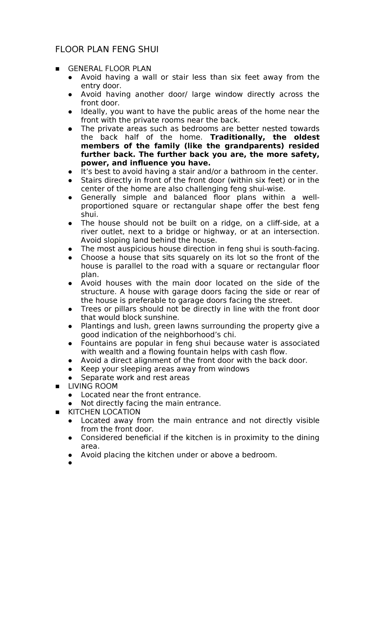 Floor PLAN FENG SHUI - FLOOR PLAN FENG SHUI GENERAL FLOOR PLAN Avoid ...