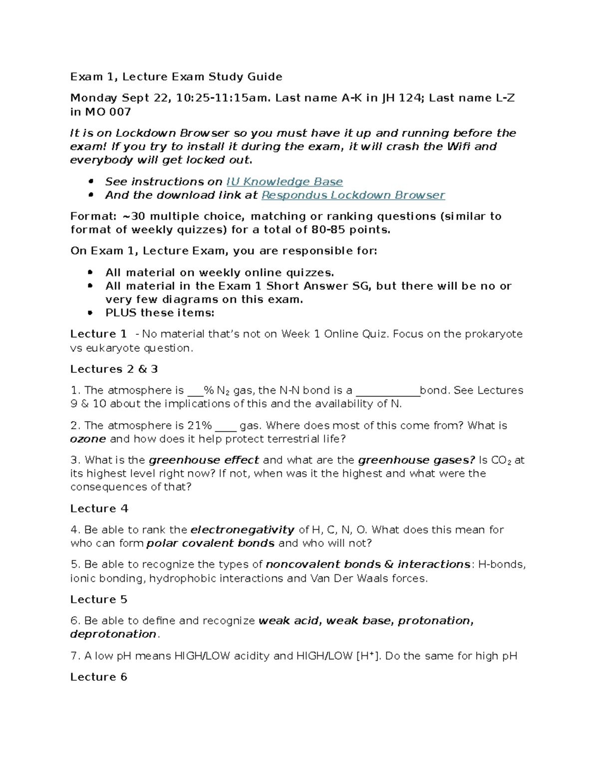 Exam 1 Lecture Study Guide: Key Topics & Prep Tips for 007 - Studocu