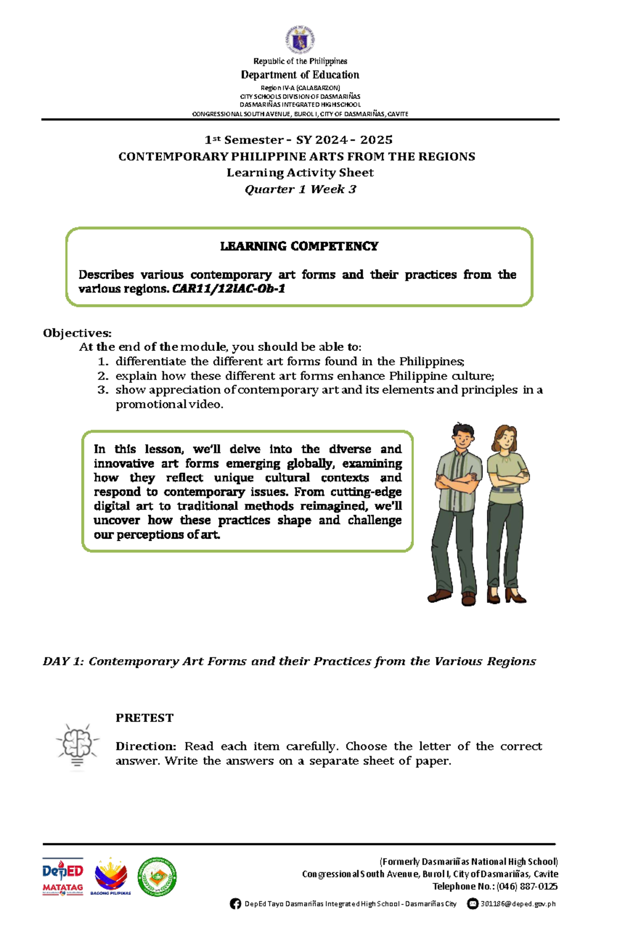 Contemporary Philippine Arts from the Regions: LAS Q1W3 - Studocu