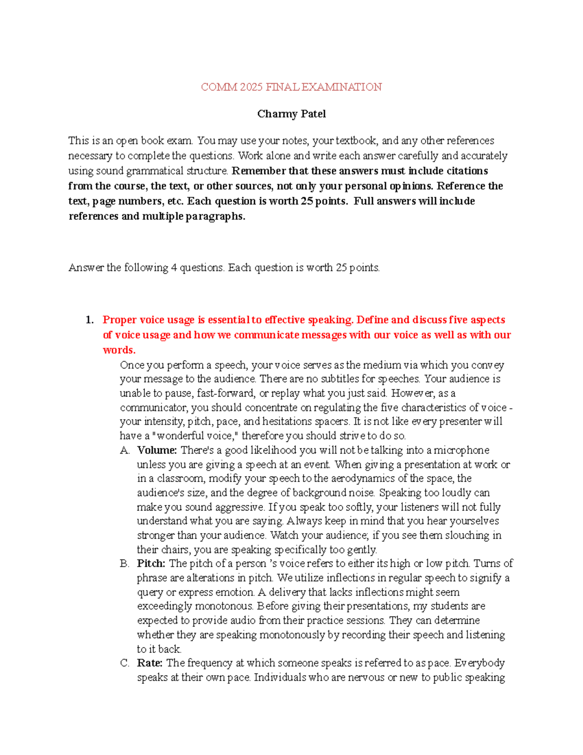 COMM 2025 Final Exam Study Guide: Voice, Listening & Persuasion - Studocu
