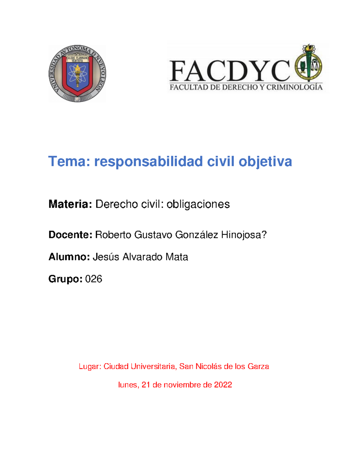Responsabilidad Civil Objetiva en Derecho Civil (Derecho 026) - Studocu