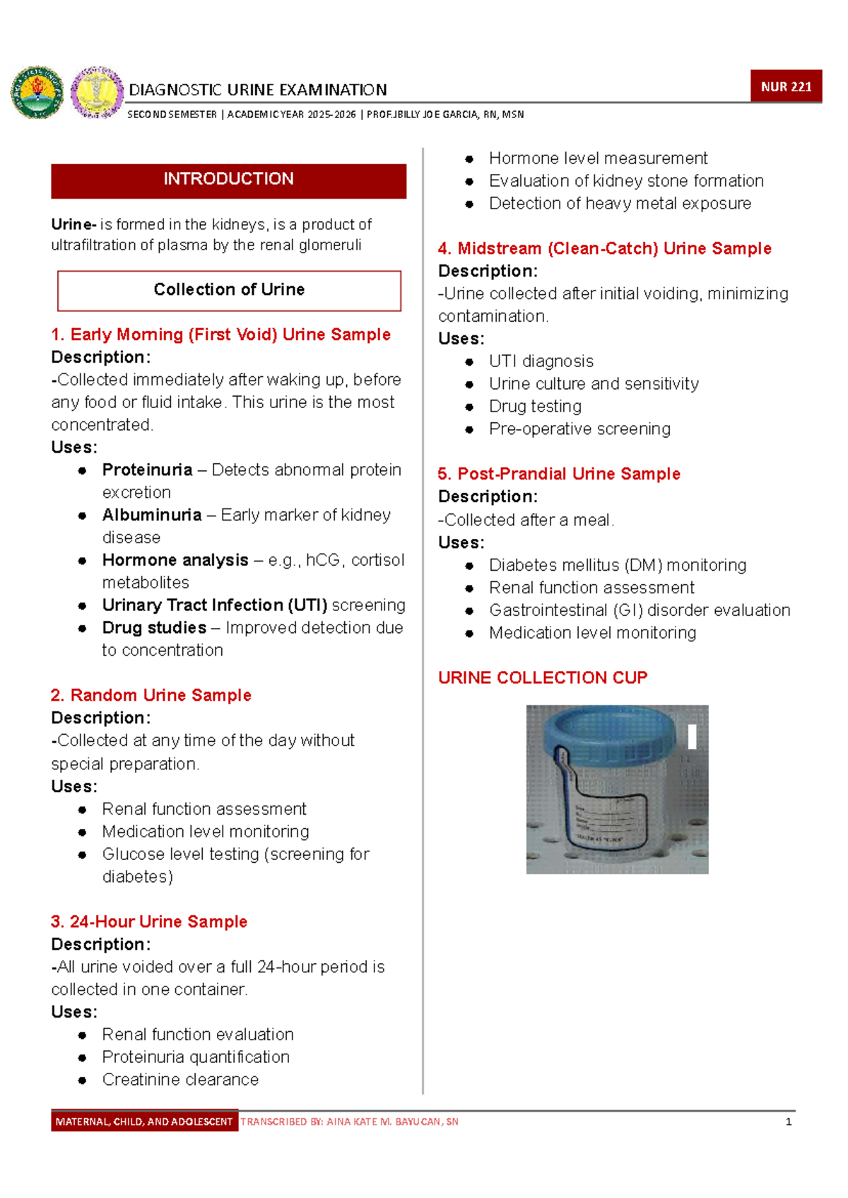 NUR 221 Diagnostic Urine Examination: Proteinuria & Glucosuria Analysis ...