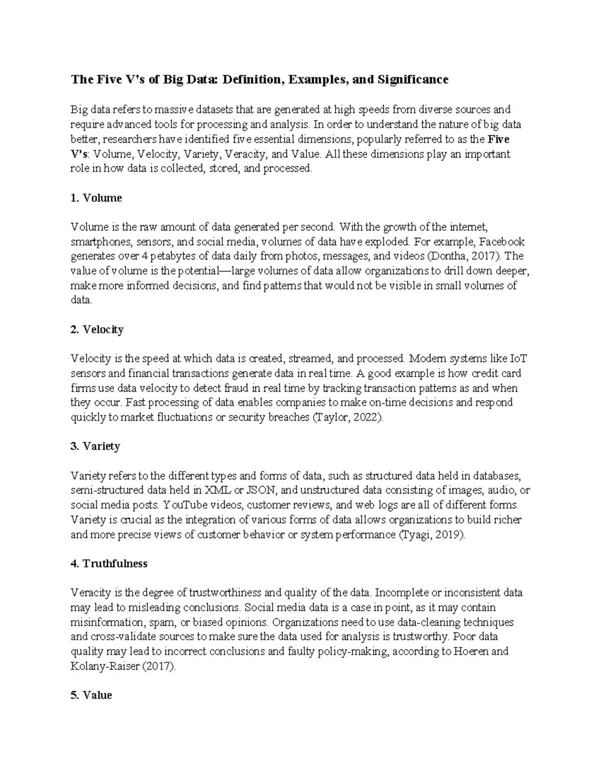 The Five Vs of Big Data - hbbjhbihhihuui - The Five V's of Big Data ...