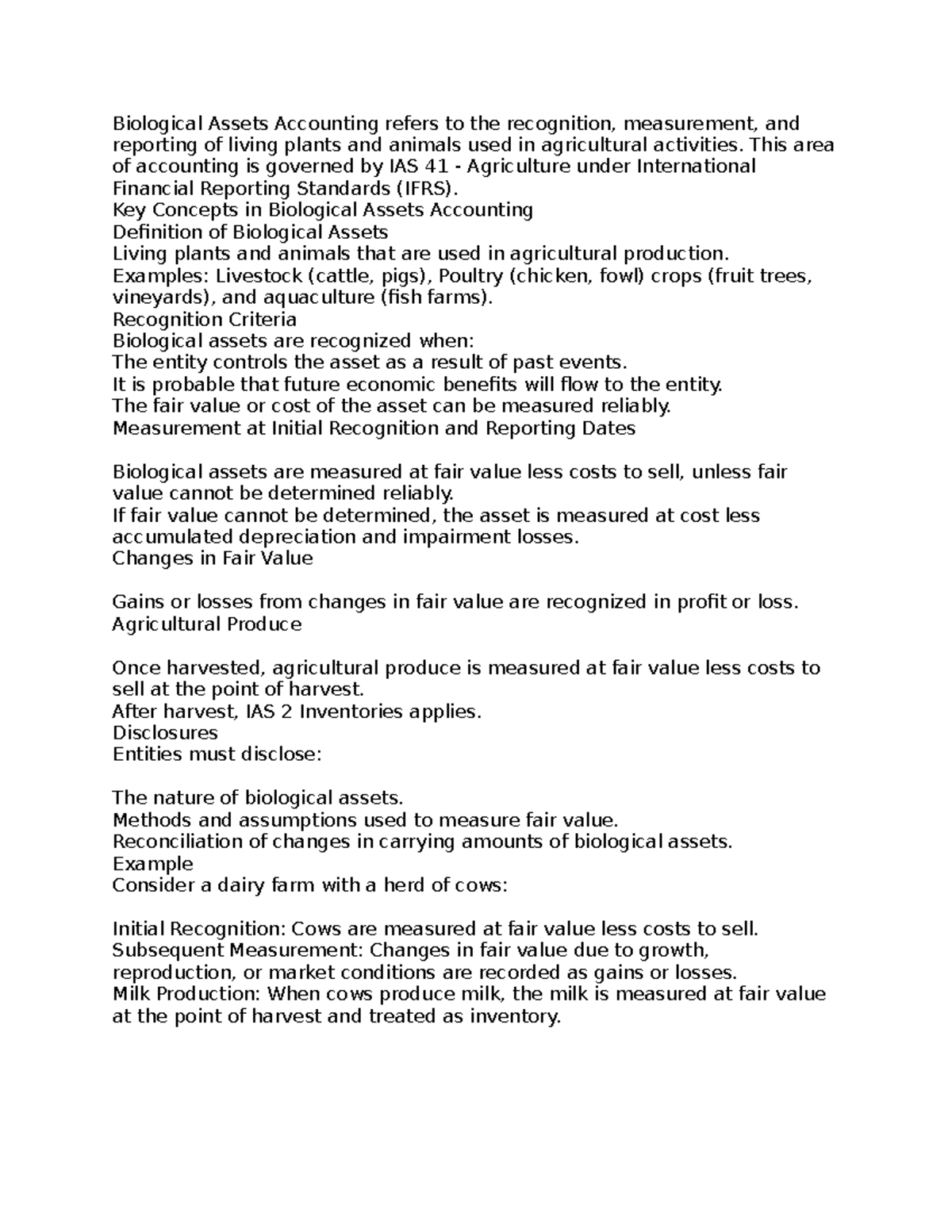 Biological Assets Accounting Overview: Key Concepts and IAS 41 - Studocu