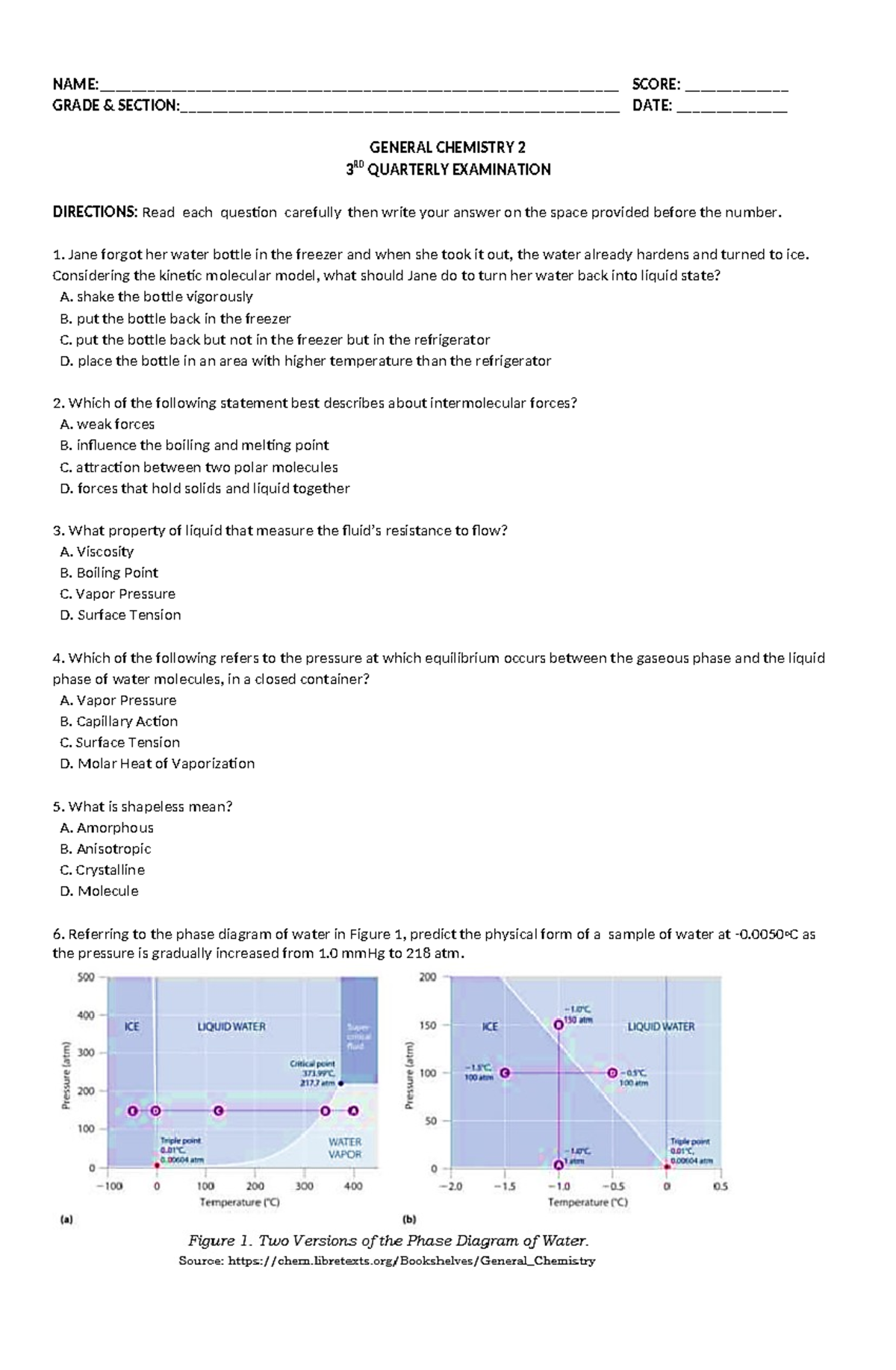 3rd Qtr Exam Notes for GenChem 2: Chemistry Concepts and Questions ...