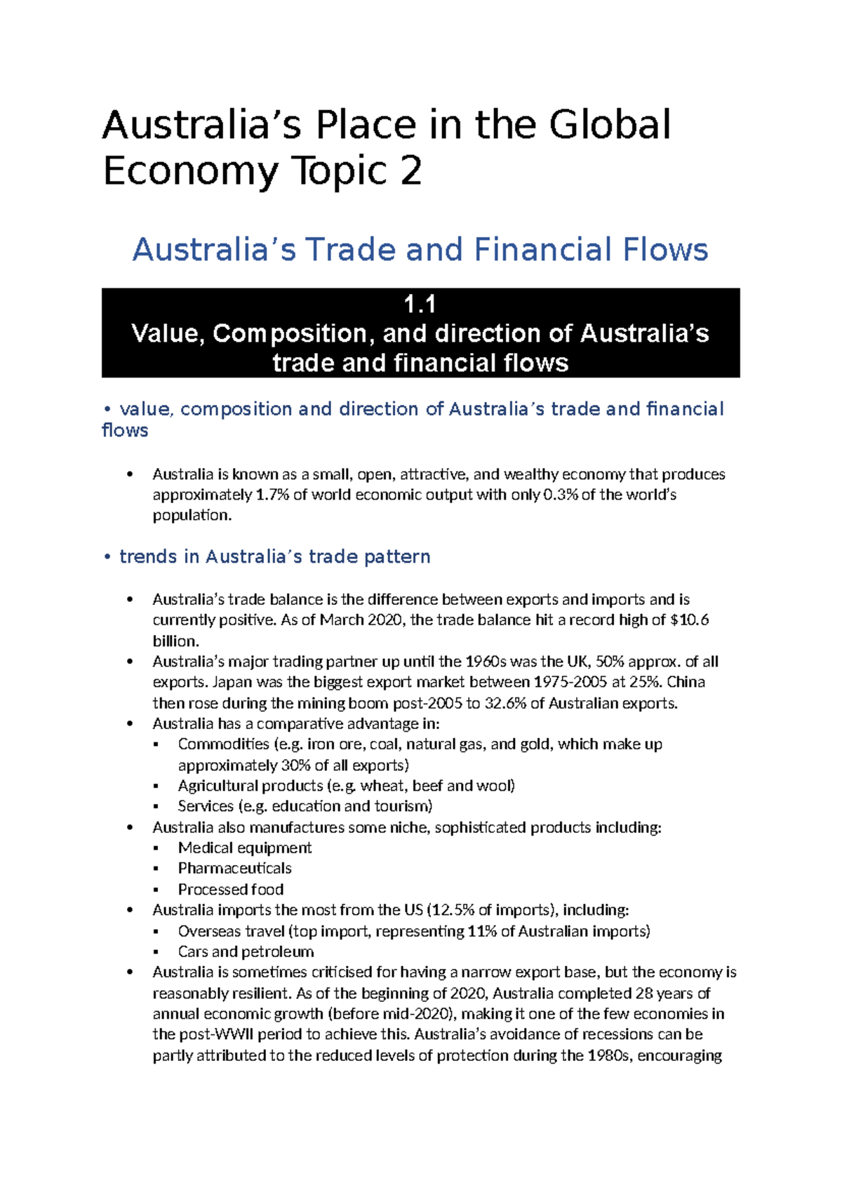 Australia's Place in the Global Economy: Trade & Financial Flows ...
