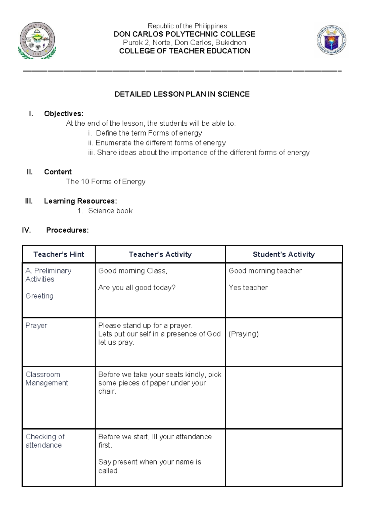 DLP in Science: Understanding the 10 Forms of Energy - Studocu