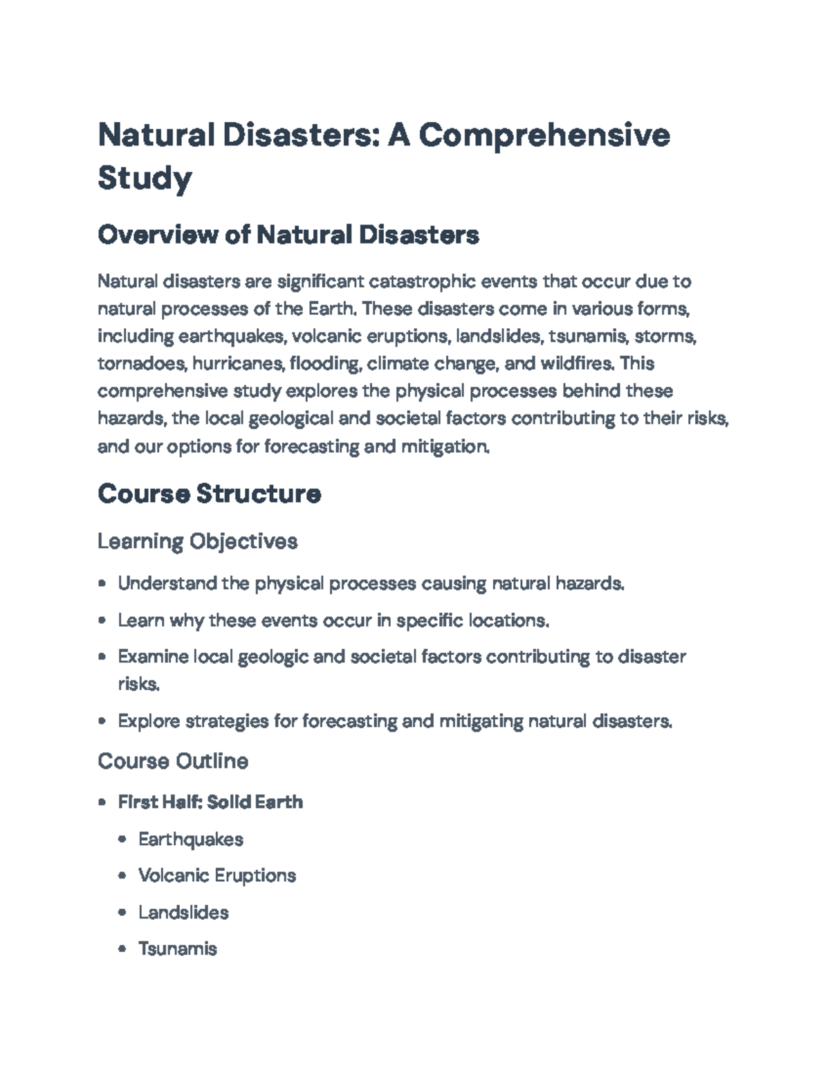 Natural Disasters: Comprehensive Study and Mitigation Strategies ...