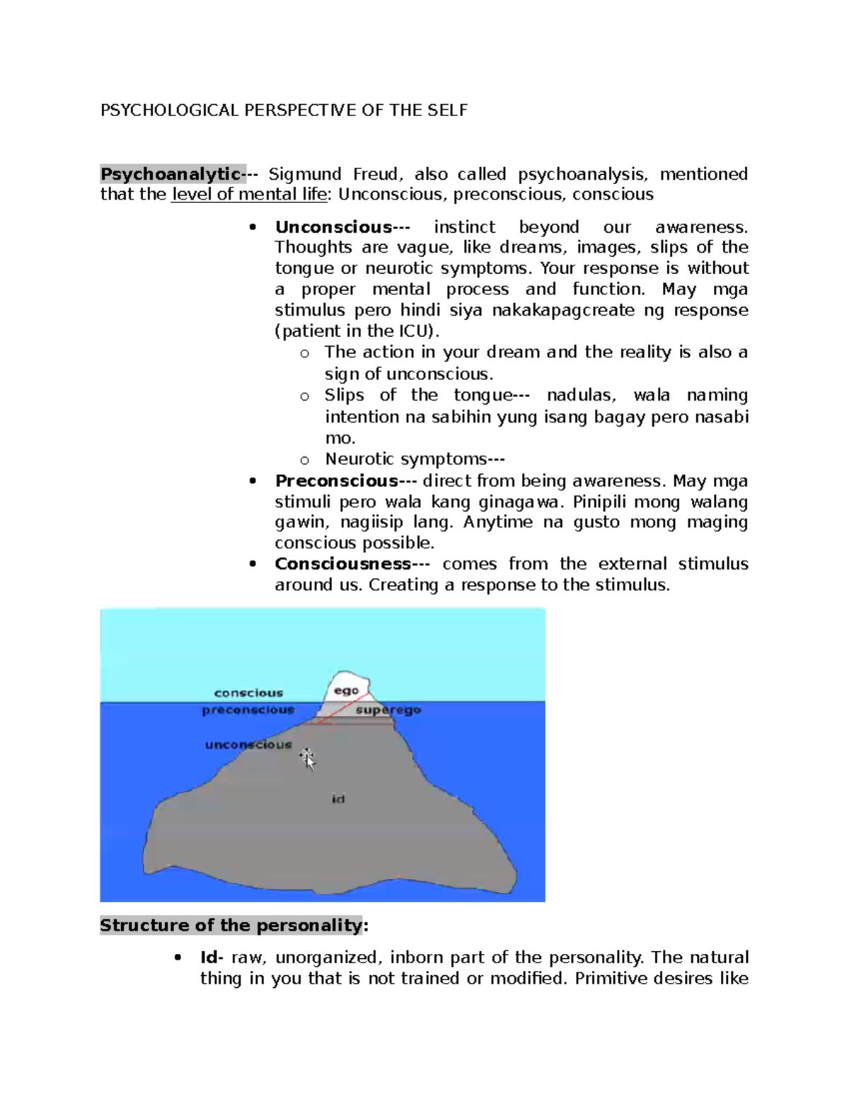 Psychological perspective of the self - PSYCHOLOGICAL PERSPECTIVE OF ...