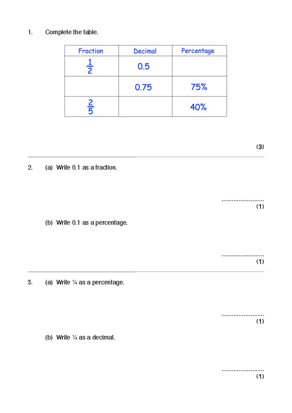 Year 9 Worksheet: Fractions and Decimals Practice - Studocu