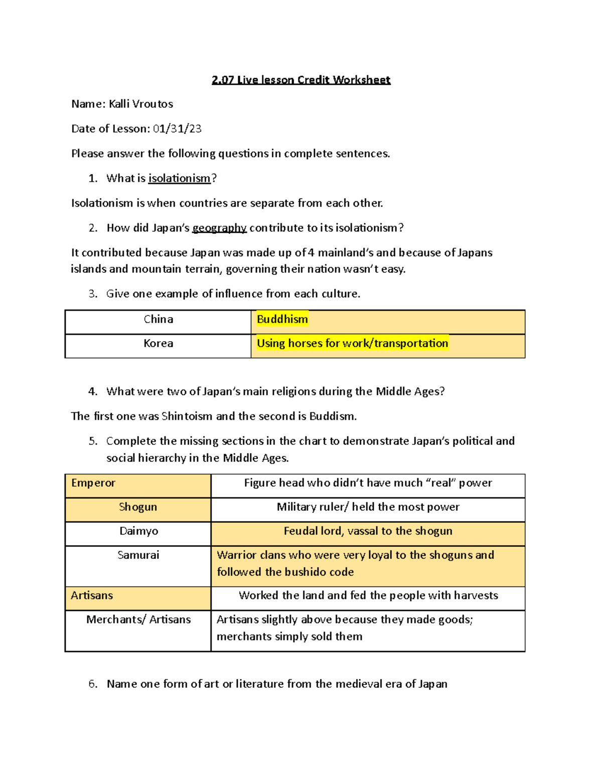 2.07 LL Doc - Comprehensive Answers on Japan's Medieval History - Studocu