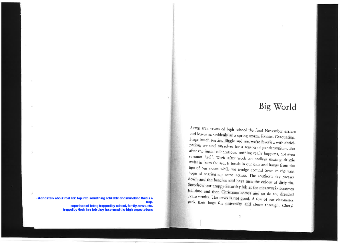 Big World: Exploring Themes of Ambition and Trapped Lives - Studocu