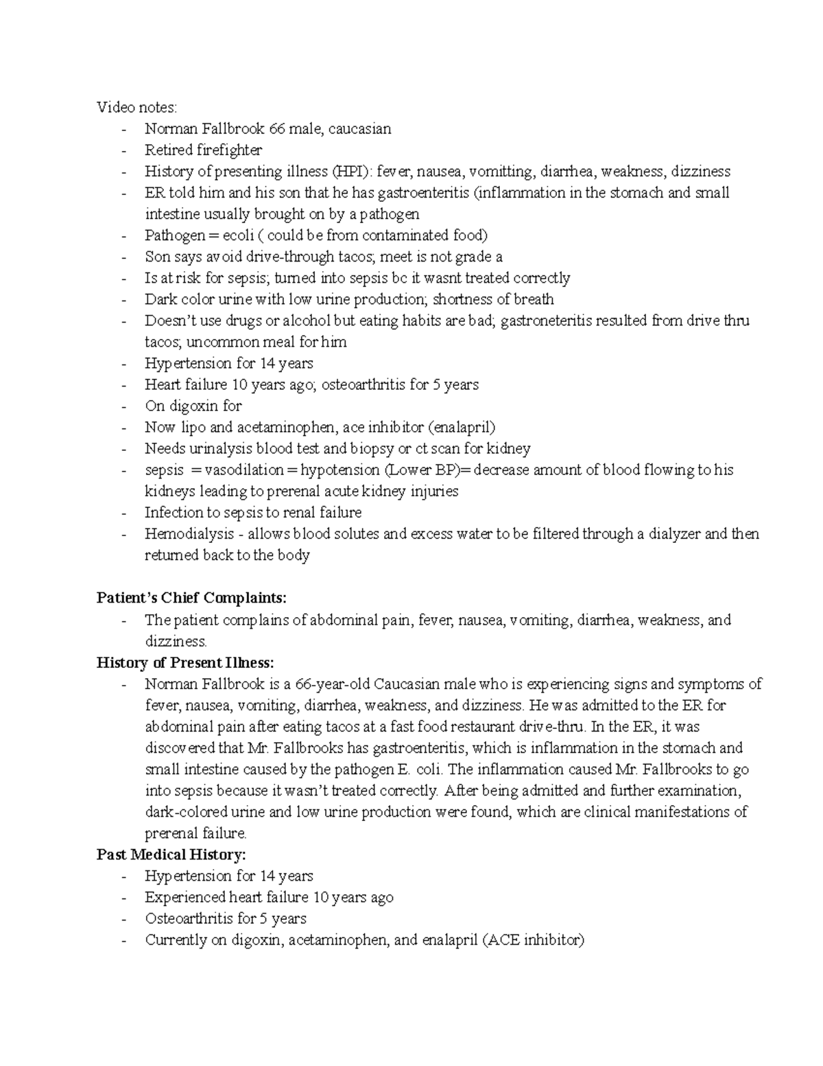 Pathogenesis of Gastroenteritis to Sepsis & ARF - Patho W6 Analysis ...