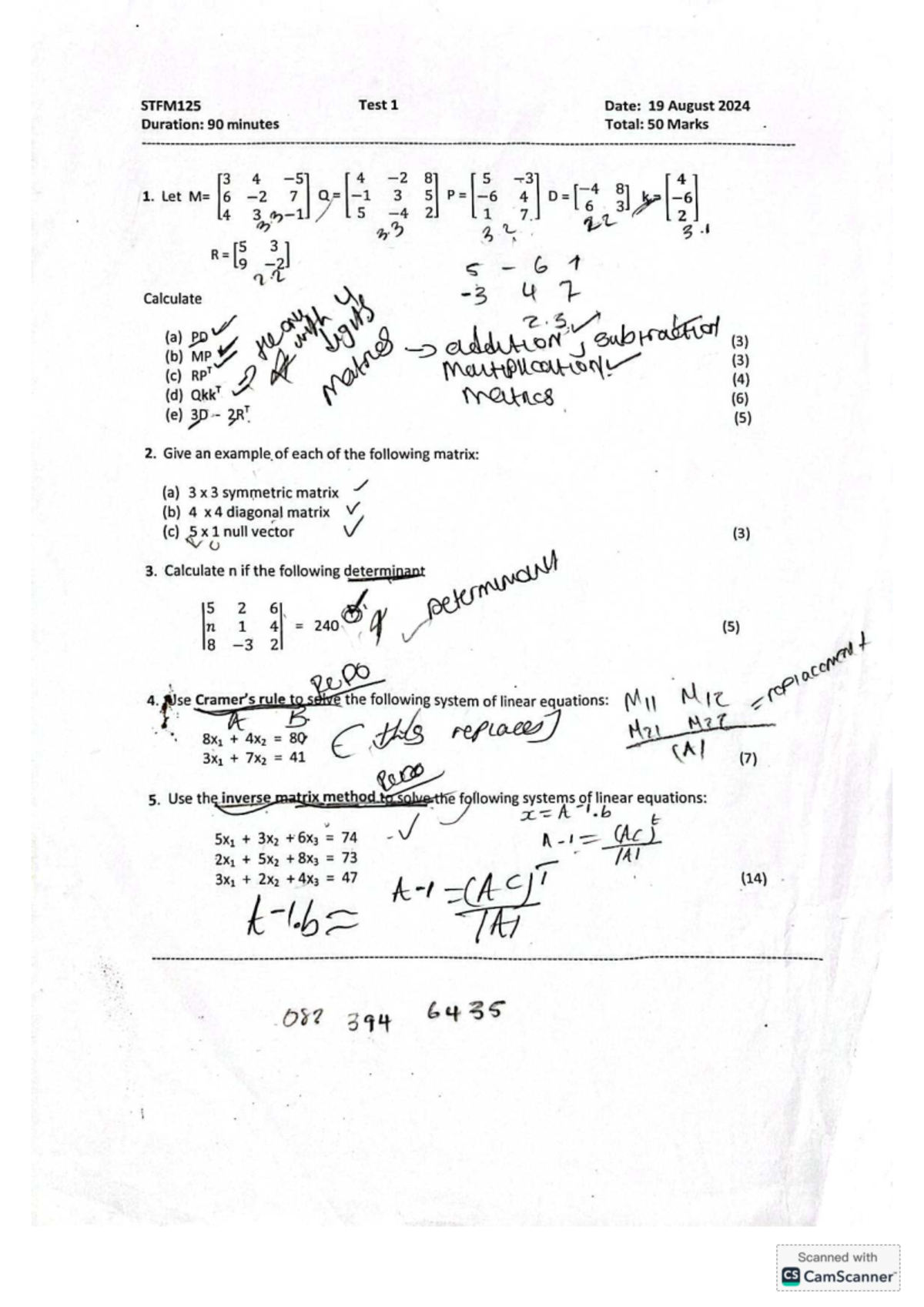 STFM125 Test 1 Practice Questions and Solutions - Studocu