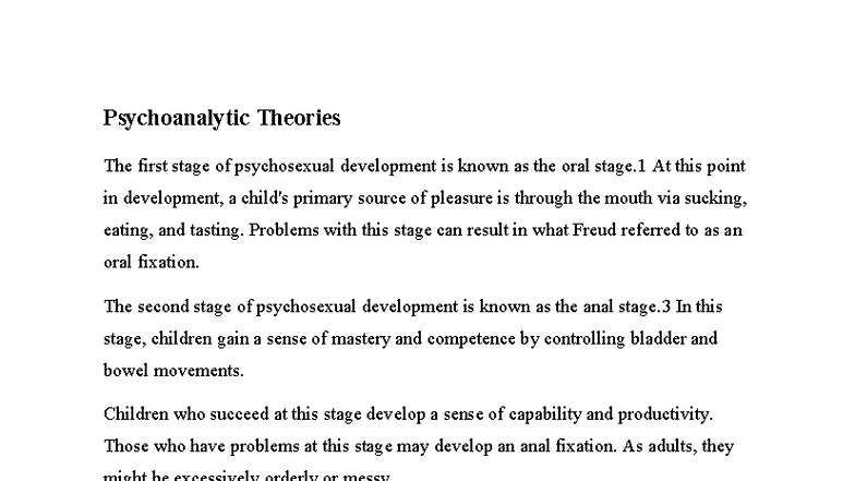 Psychoanalytic Theories: Freud's Psychosexual Development Stages - Studocu