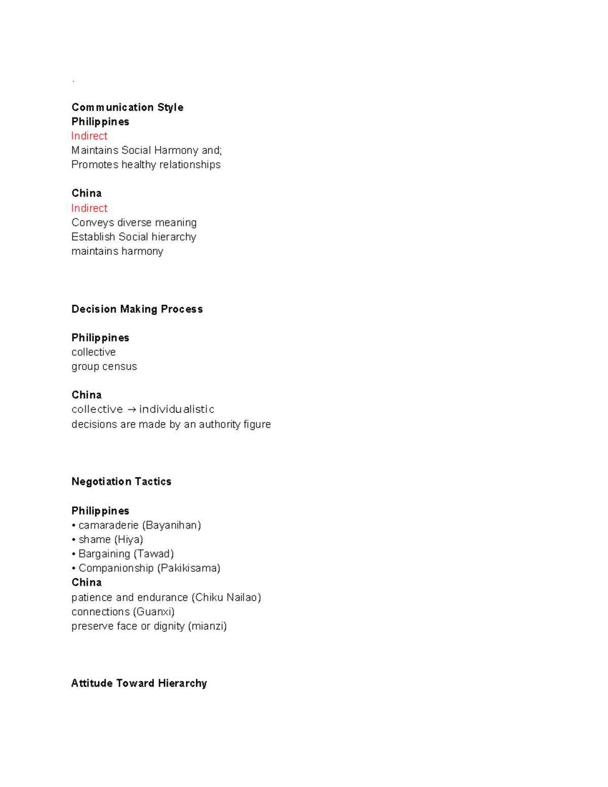 Cultural Communication Styles: Philippines vs. China - REVIEWER - Studocu