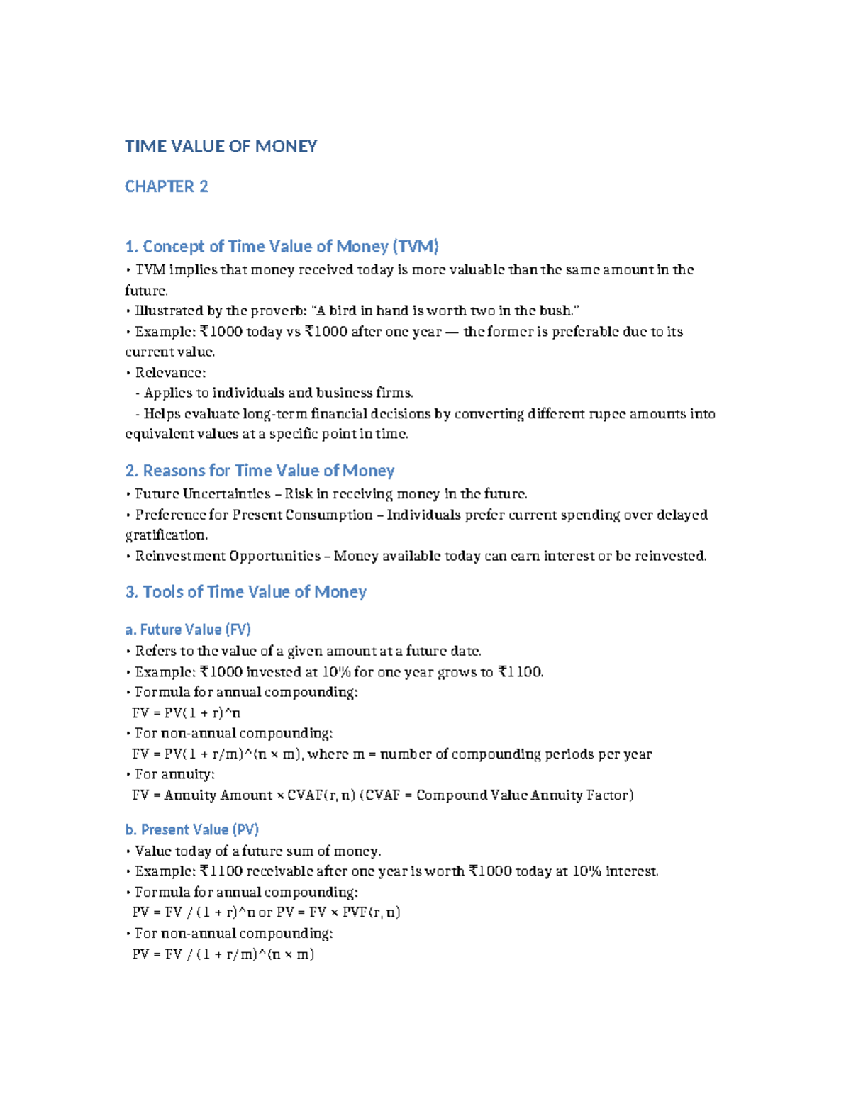 TIME VALUE OF MONEY CHAPTER 2: Understanding TVM Concepts & Tools - Studocu