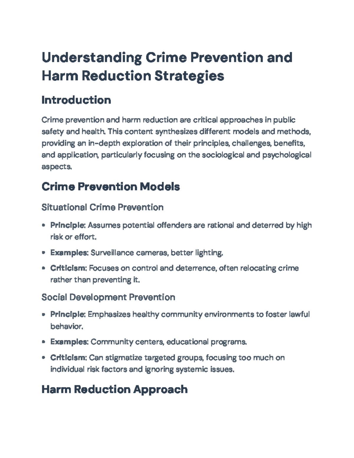 Understanding Crime Prevention and Harm Reduction Strategies (PSY 201 ...