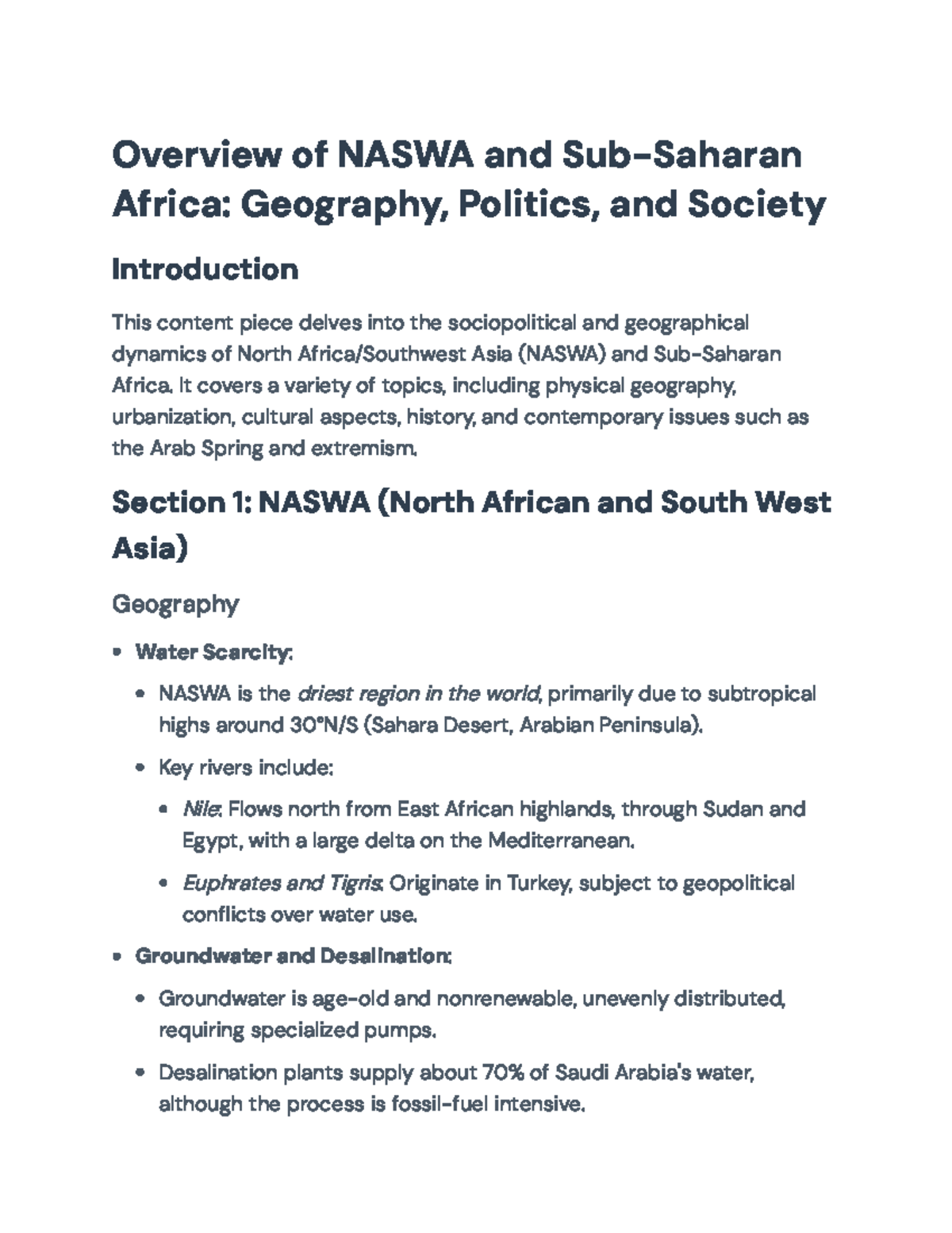 Exploring NASWA & Sub-Saharan Africa: Geography, Politics, and Society ...