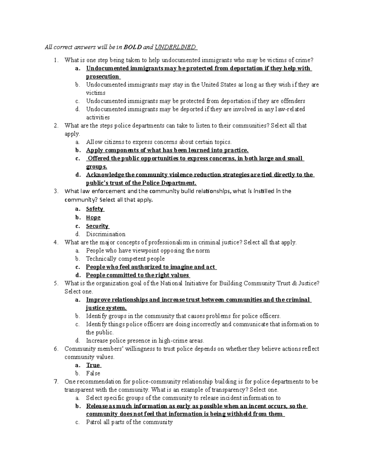 Module 5 Knowledge Check: Criminal Justice Community Trust Strategies ...