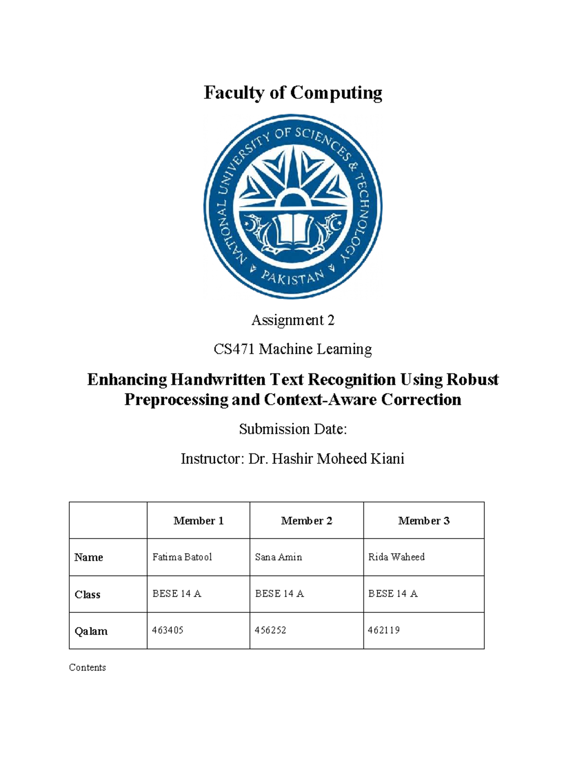 CS471 Final Assignment: Enhancing Handwritten Text Recognition with ML ...