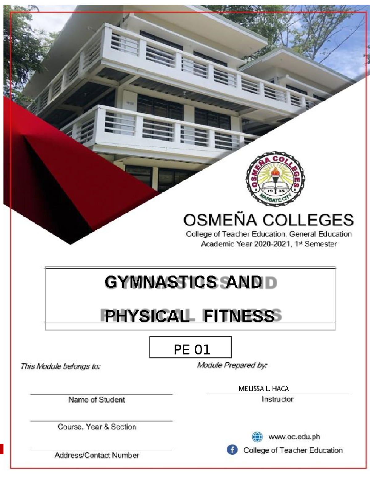 Gymnastics & Physical Fitness PE 01 Module 1 Overview and History - Studocu