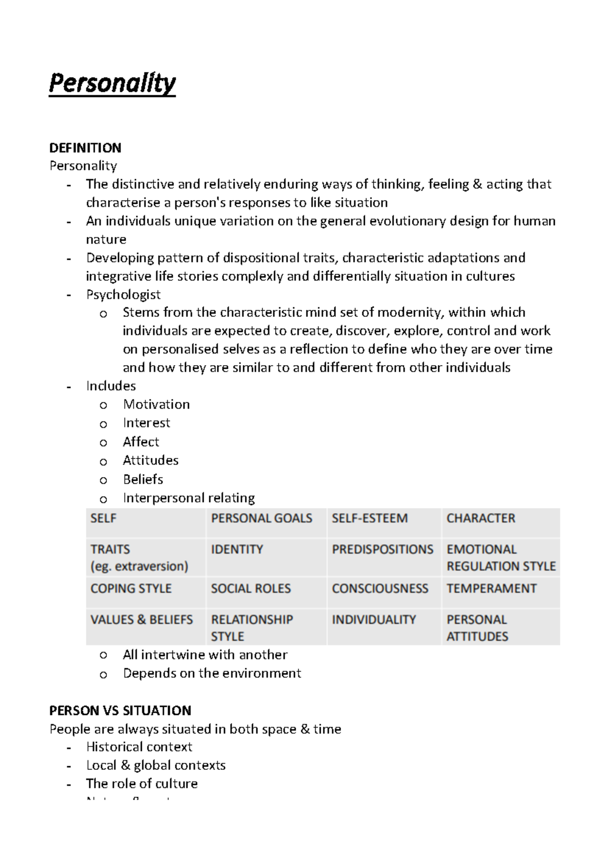 Personality - DEFINITION Personality The distinctive and relatively ...