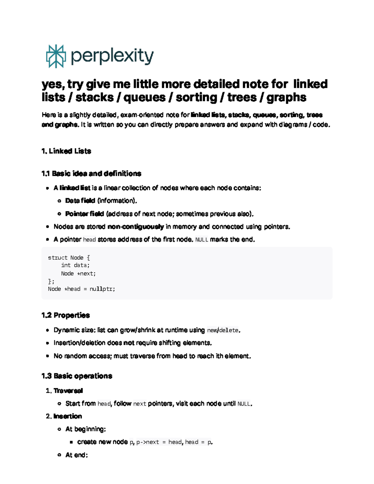 Data Structures C++ 2 - Detailed Notes on Lists, Stacks, Queues, Trees ...