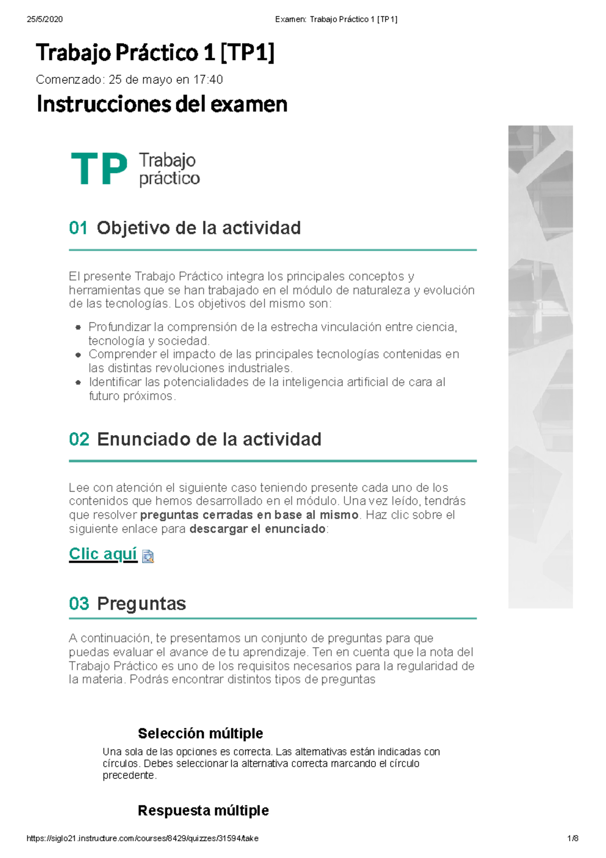 [TP1] Tecnologia 82 - Trabajo Práctico 1 [TP1] Comenzado: 25 de mayo en ...