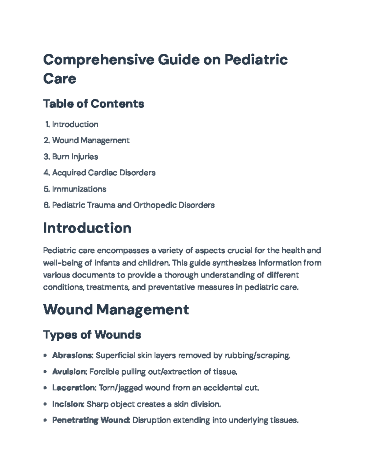 Pediatric Care Comprehensive Guide: Wound Management & Trauma (PEDS 101 ...