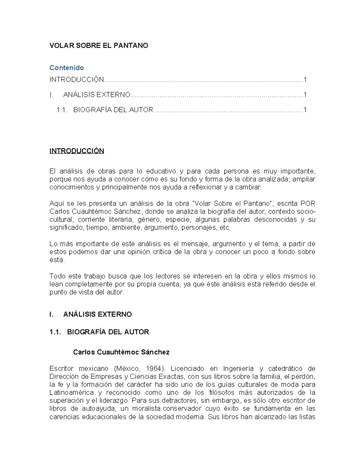 Análisis Crítico de "Volar Sobre el Pantano" por Carlos Cuauhtémoc ...