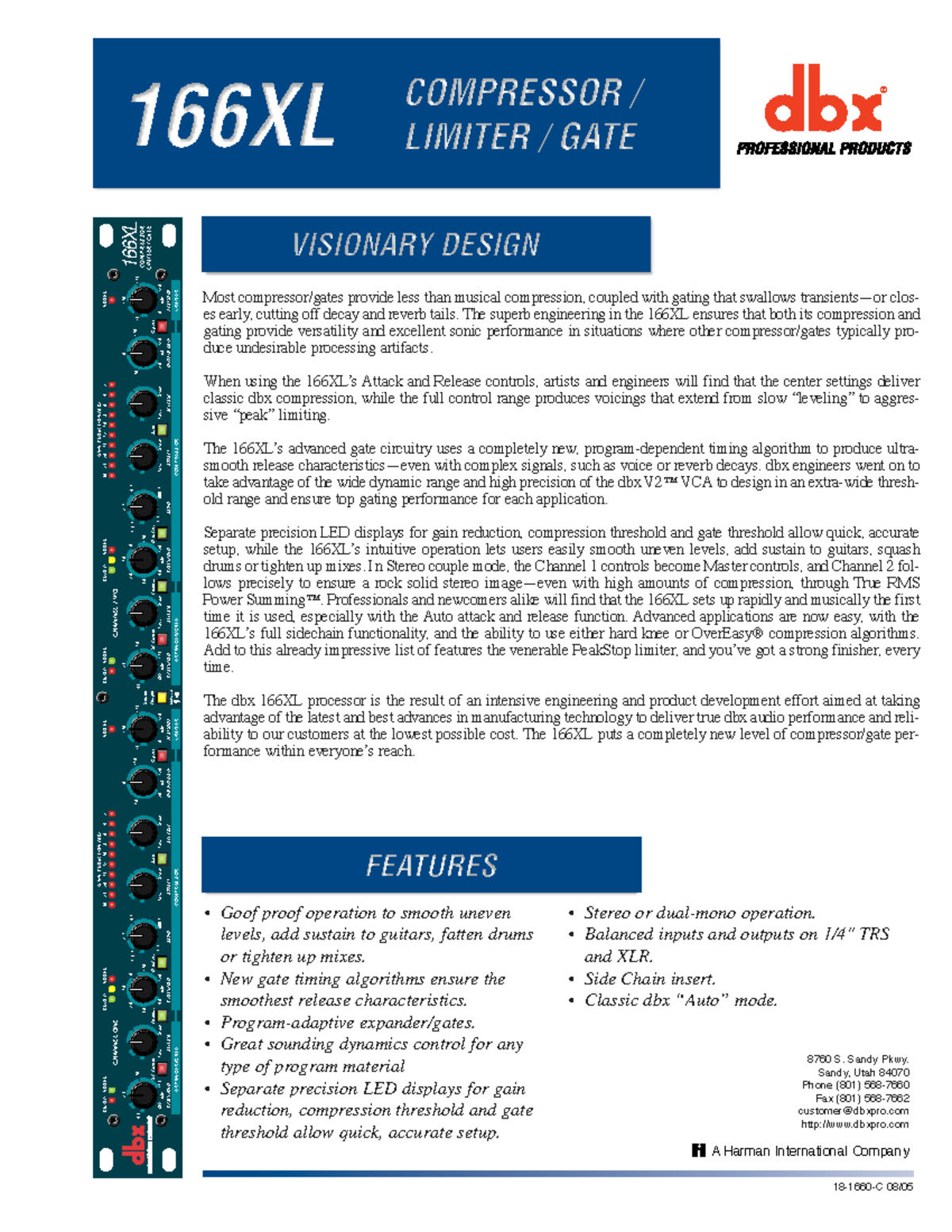 Dbx 166XL Cut Sheet A: Compressor & Gate Overview - Studocu