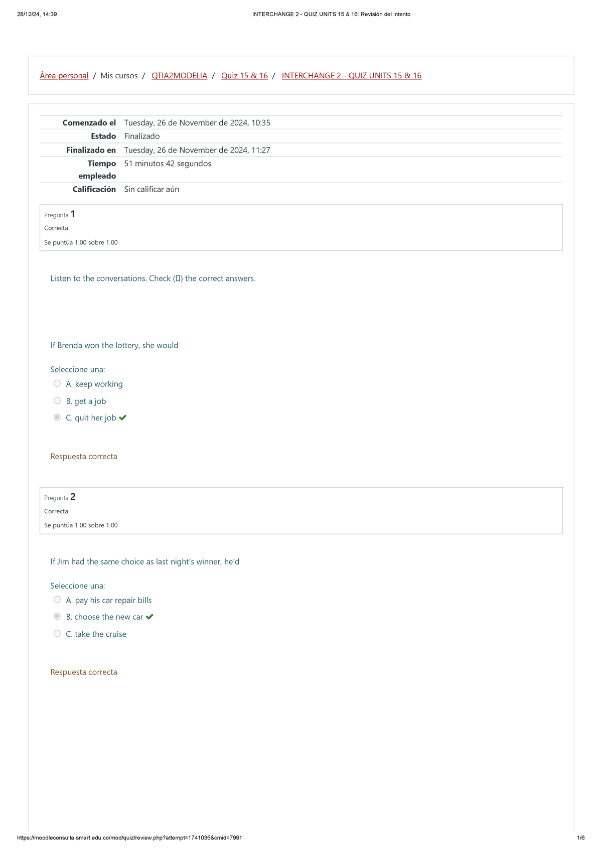 Interchange 2 - Quiz Review for Units 15 & 16 - Studocu