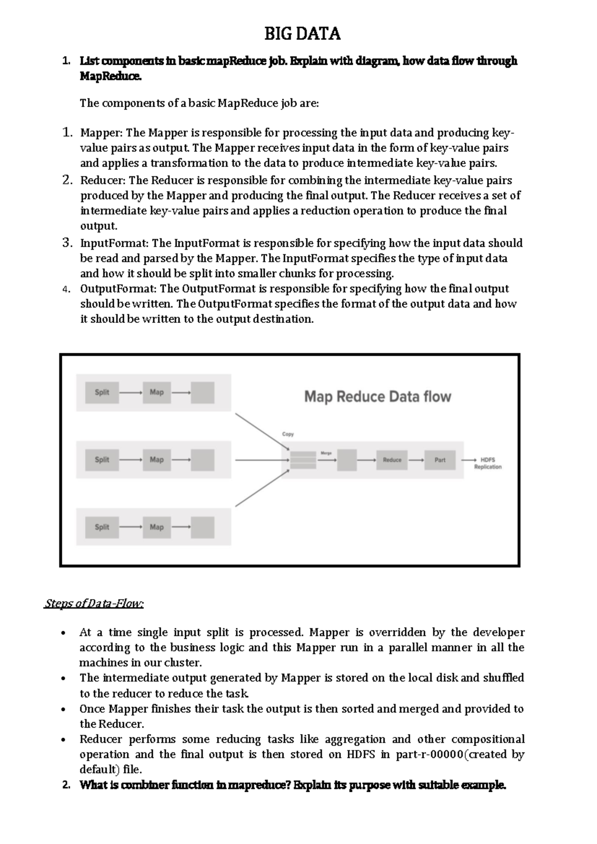 Big Data Solutions: MapReduce Components & Data Flow (QN 6-10) - Studocu