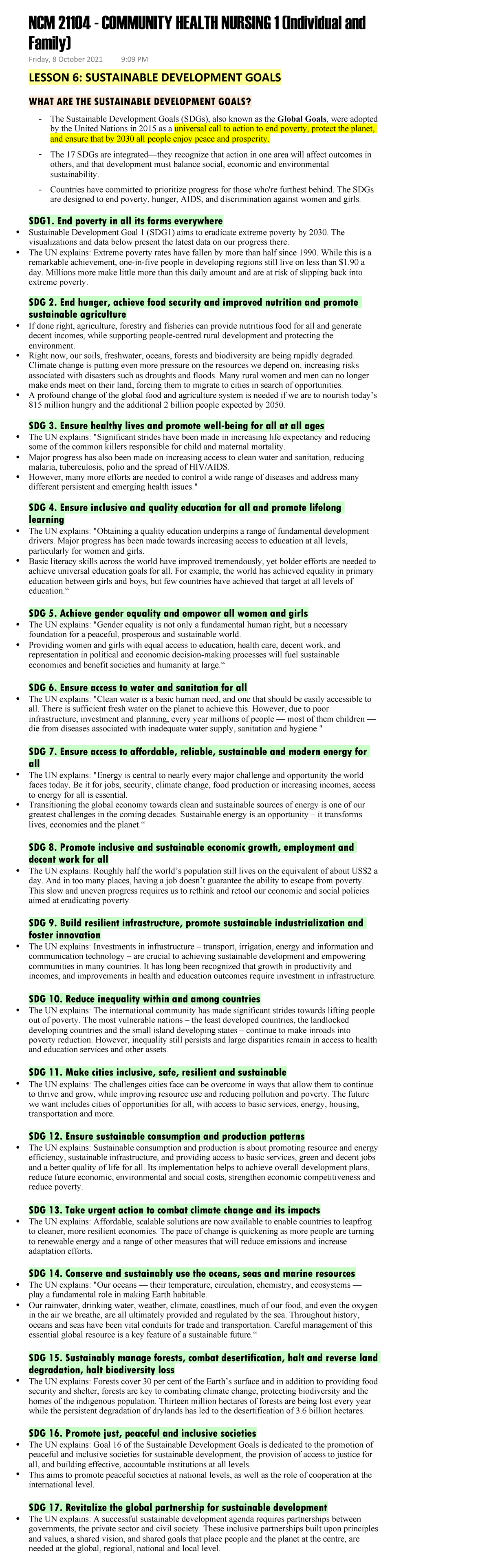 Community Health Nursing: Exploring Sustainable Development Goals (NCM ...