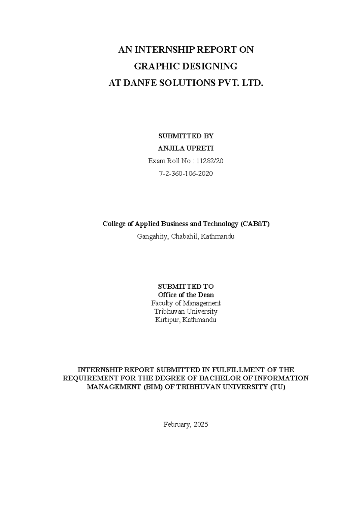 Internship Report on Graphic Designing at Danfe Solutions Pvt. Ltd ...