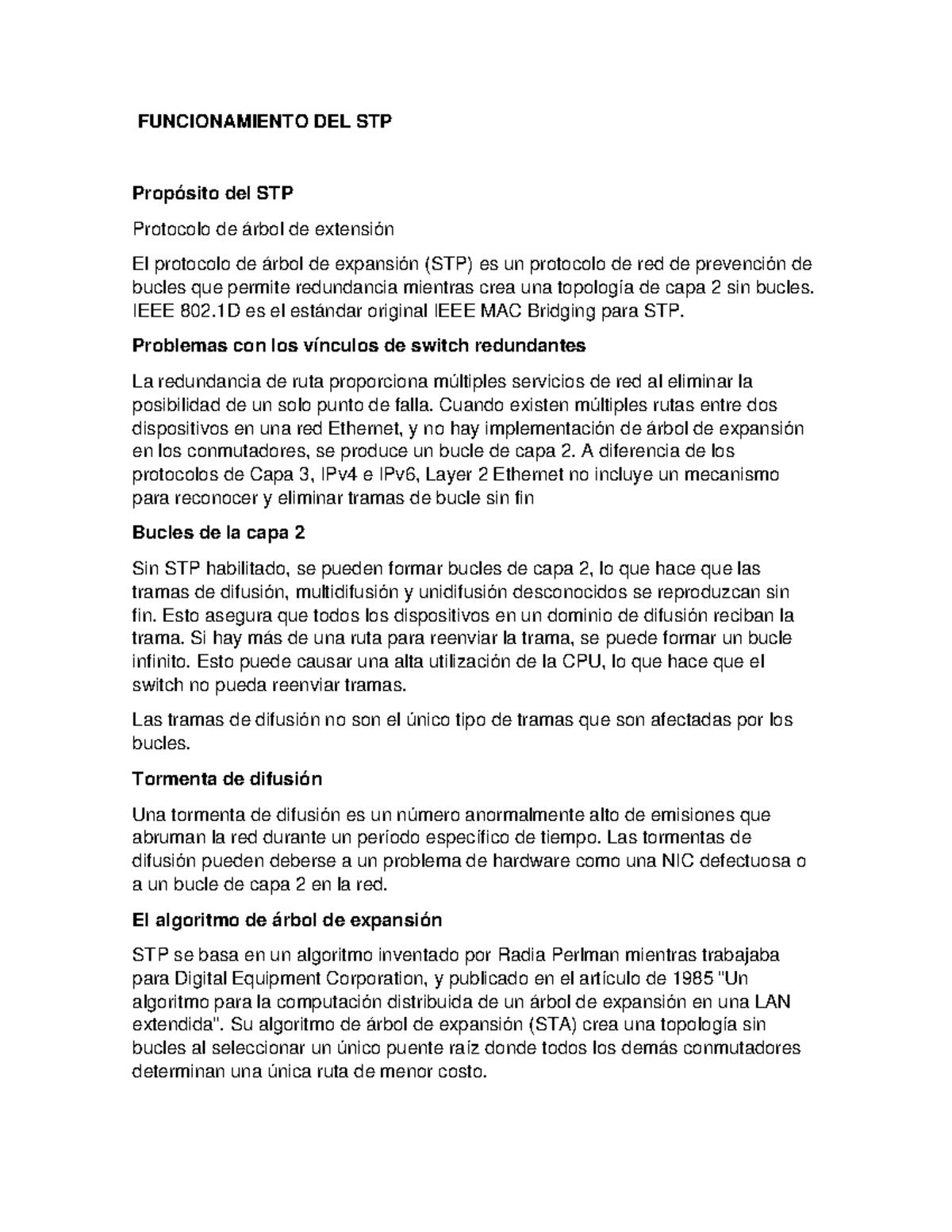 Funcionamiento DEL STP - FUNCIONAMIENTO DEL STP Propósito del STP ...