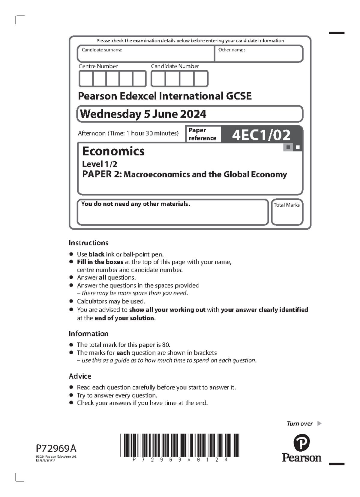 4EC1 02 Exam Paper: Macroeconomics & Global Economy - June 2024 - Studocu