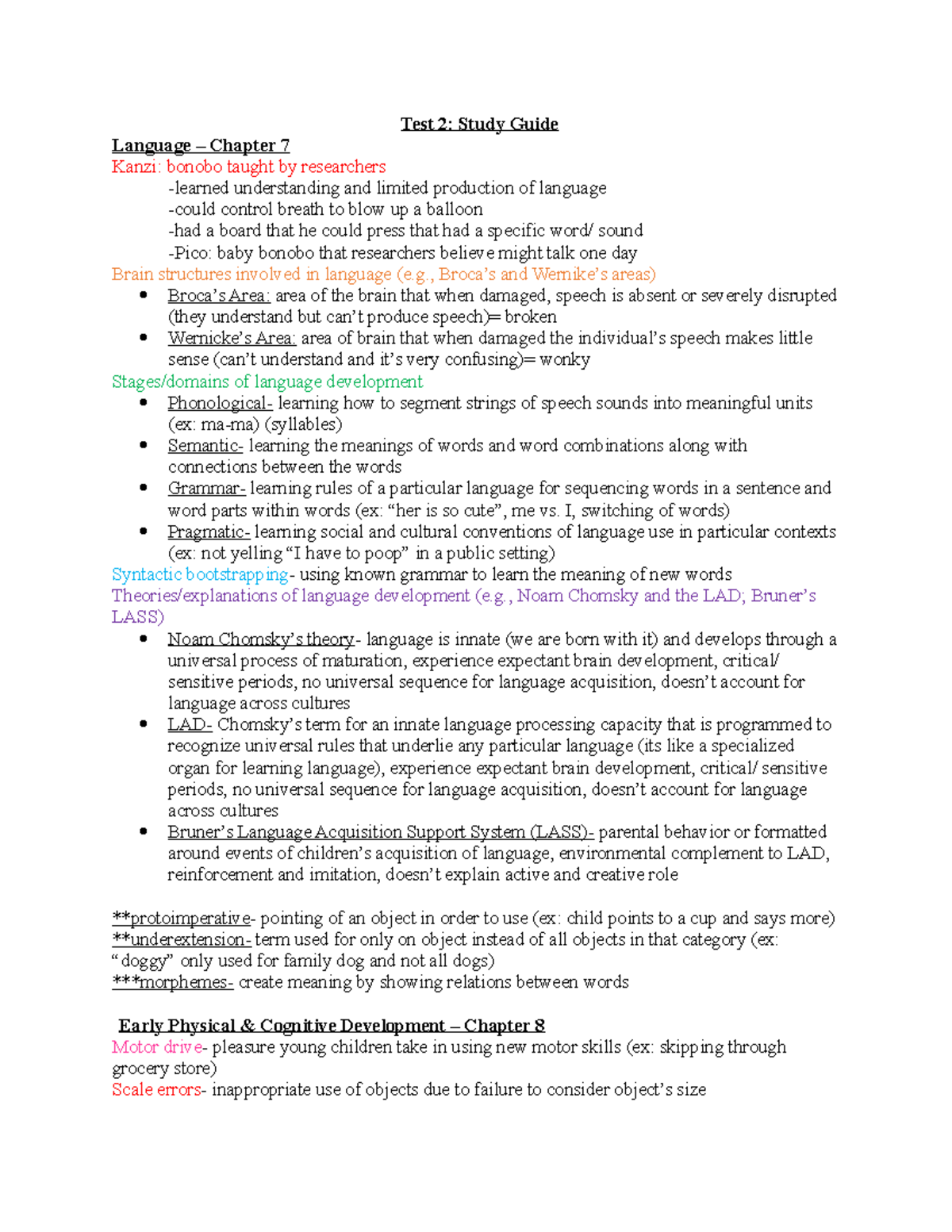 Exam 2 Study Guide: Language & Development (Chapters 7-10) - Studocu