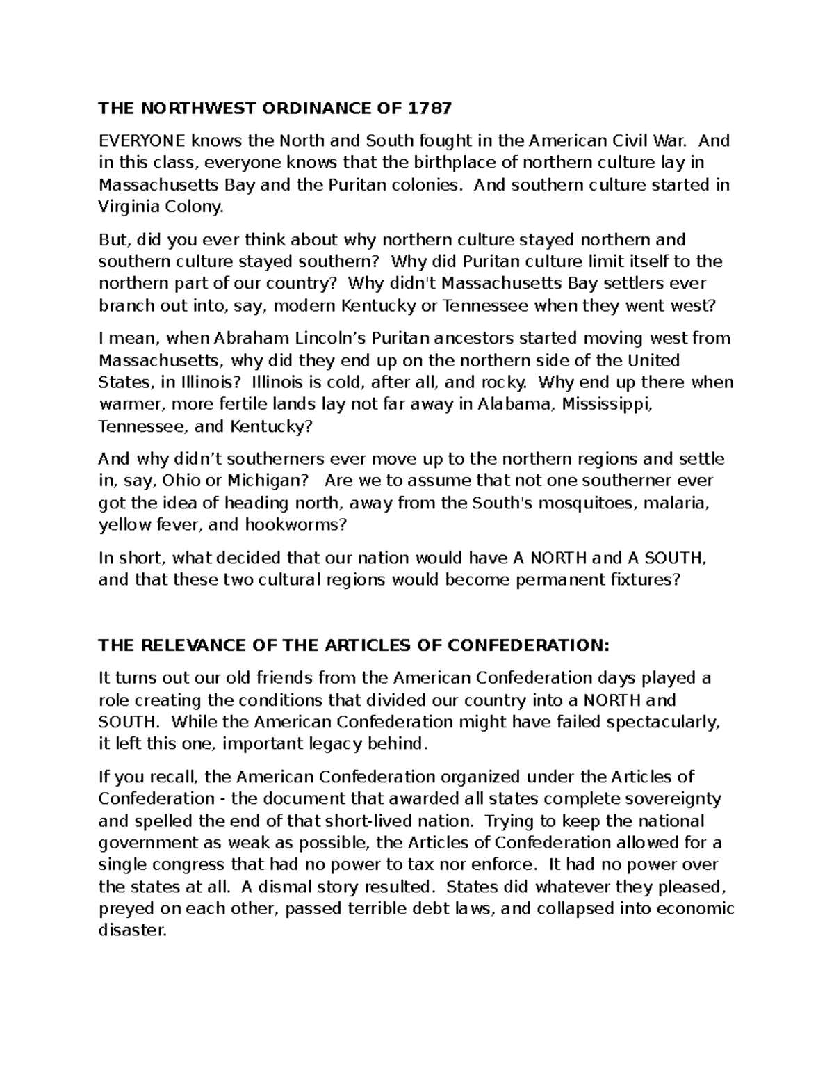 The Northwest Ordinance of 1787: Shaping America's North-South Divide ...